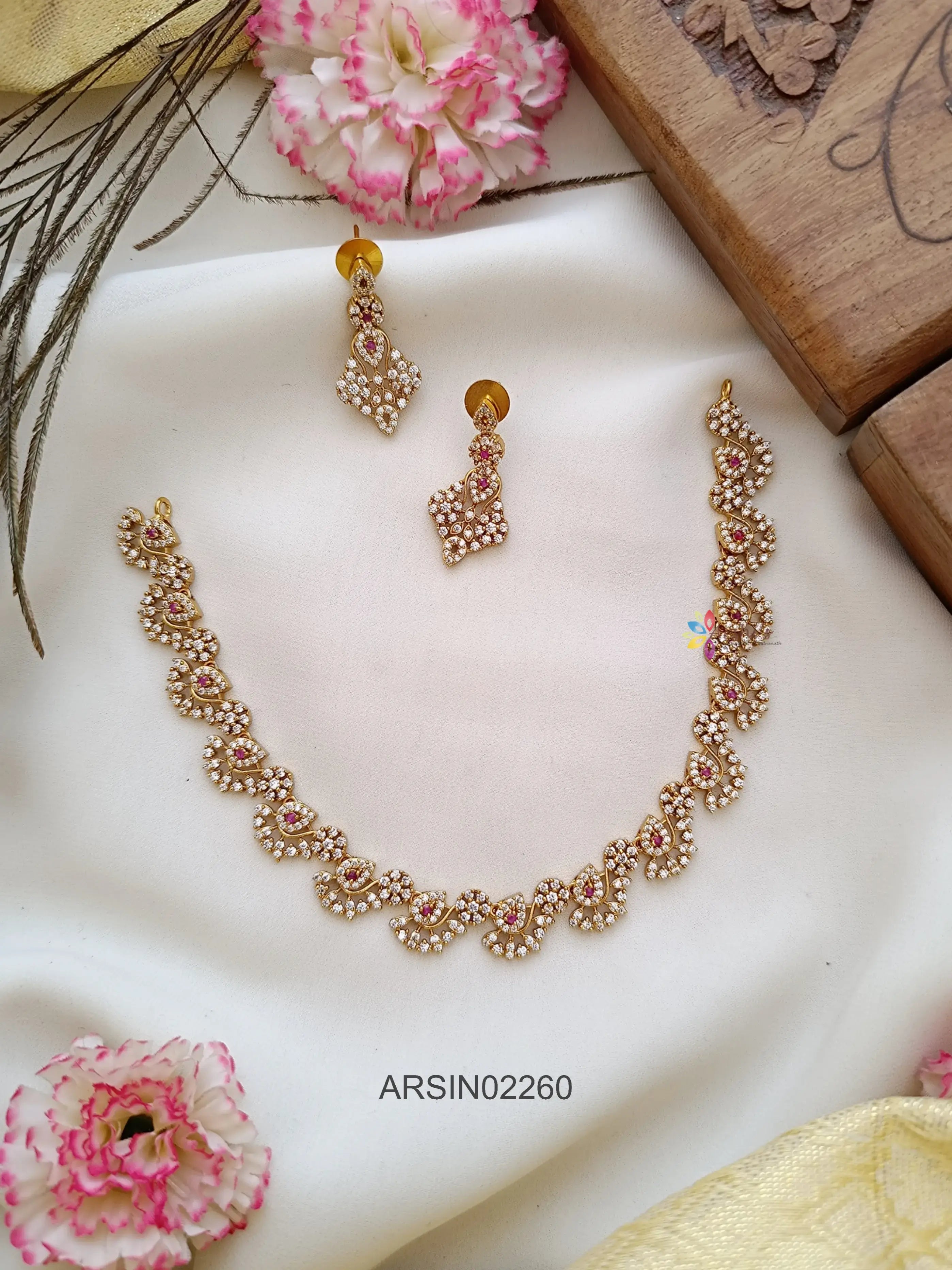AD and Red Stone Mango Design Necklace – Arshis