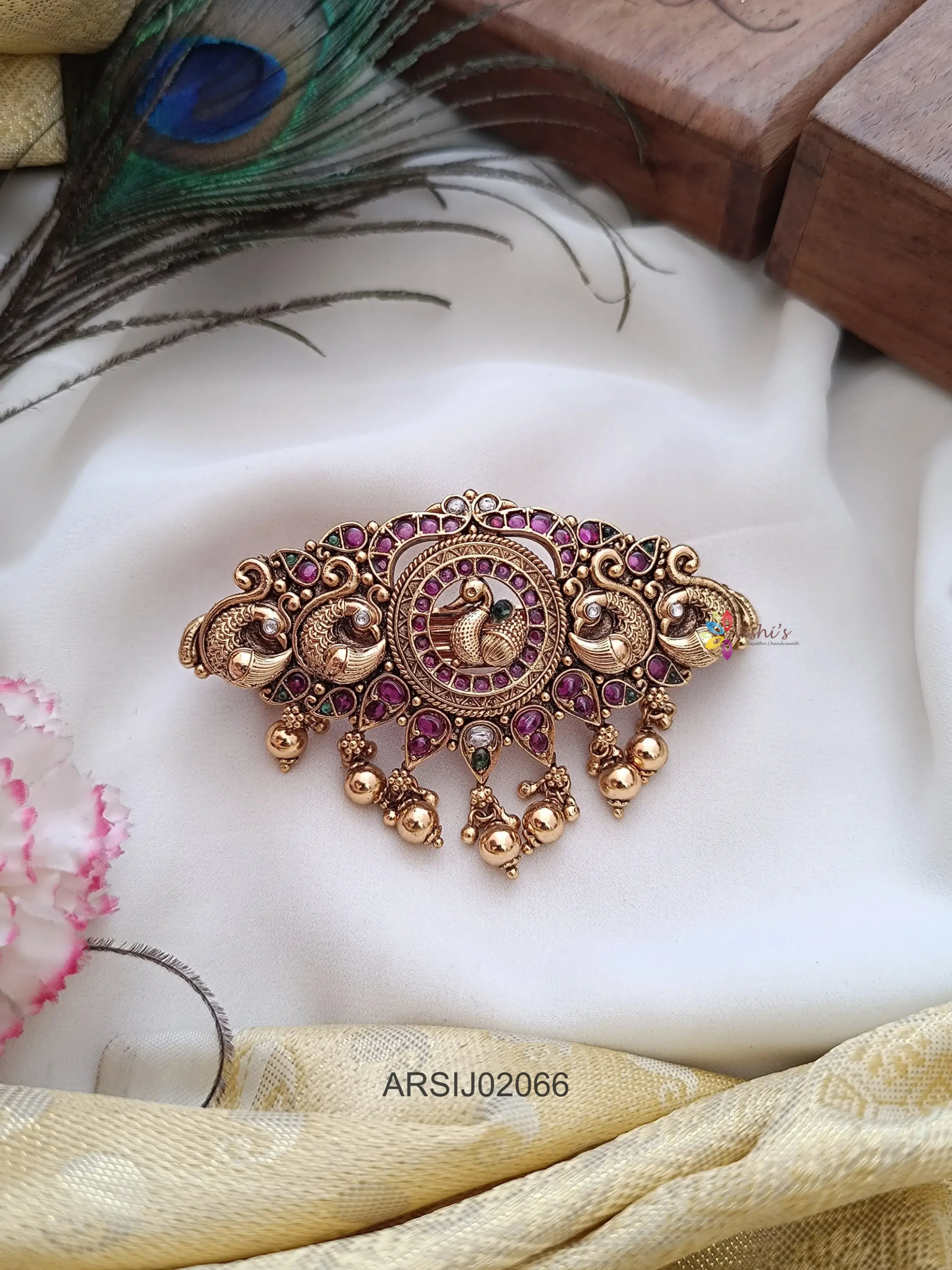 Antique Peacock Gold Drop Hair Clip – Arshis