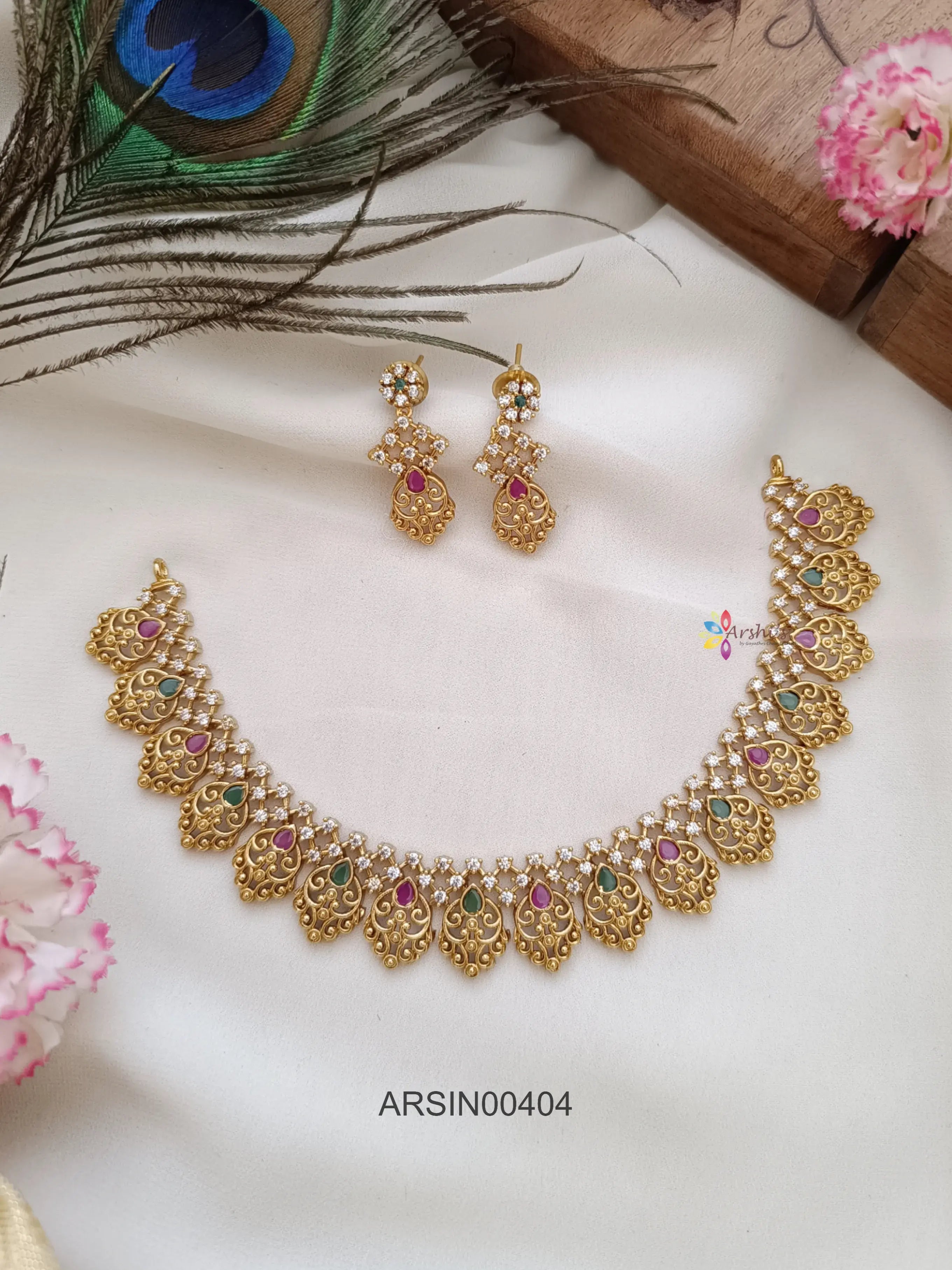 Matte Finish Stone Neckset – Arshis